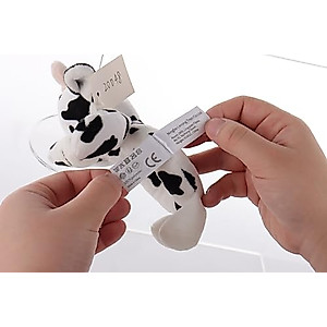 Apricot Lamb Baby Cow Soft Rattle Toy, Plush Stuffed Animal for Newborn Soft Hand Grip Shaker Over 0 Months (Cow, 6 Inches)