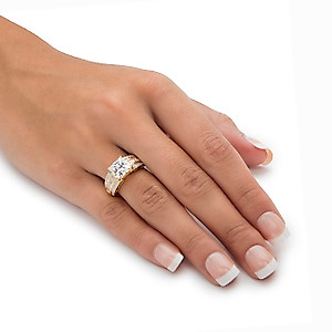 PalmBeach 10K Yellow or White Gold Princess Cut Cubic Zirconia Multi Row Engagement Ring Size 10