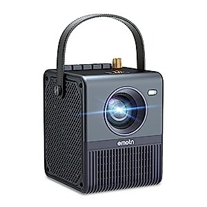 Emotn H1 Mini Projector, Native 1080P, 250 ANSI Lumen, Android 9.0 Portable Outdoor Projector, 240" Display, Rechargeable Battery, WiFi Bluetooth, Compatible with Smartphone/HDMI/USB/PS4/XBOX