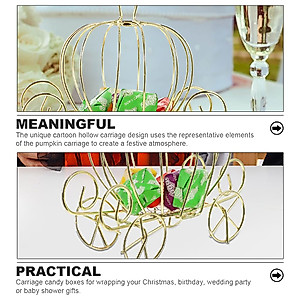 Veemoon 6pcs Pumpkin Candy Box Decorative Carriage Centerpiece Gold Wire Princess Pumpkin Cart Dessert Display Tabletop Figurine for Wedding Birthday Halloween Party