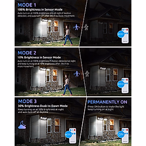 OTDLIGHT Solar Outdoor Lights, 300LED 2700LM 5 Heads Solar Powered Motion Sensor LED Security Light with Remote Control, IP65 Waterproof Floodlight, 360°Beam Angle Wall Lights for Garden Driveway
