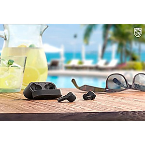 Philips T3217 True Wireless Headphones with Dual-mic Environmental Noise Cancellation for Clear Calls and IPX5 Water Resistance, Black (TAT3217BK/00)