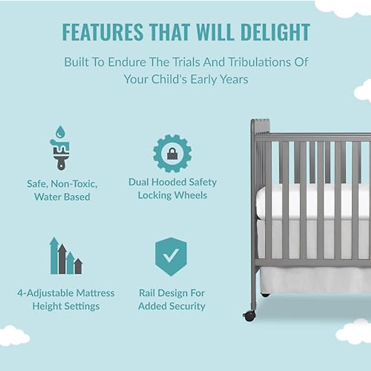 Dream On Me Carson Classic 3-in-1 Convertible Crib in Steel Grey