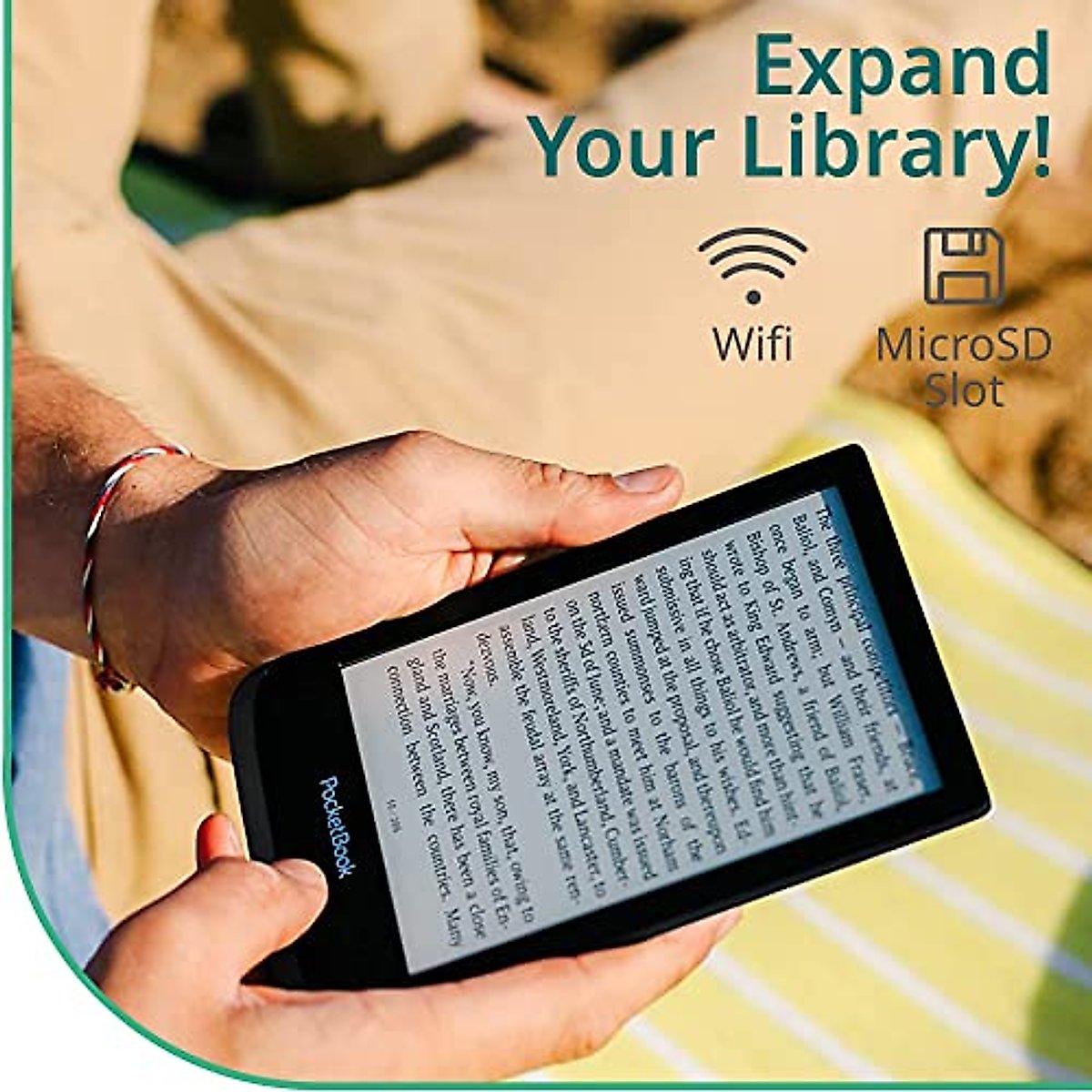Pocketbook Touch Lux 5 | E-Book Reader | Glare-Free & Eye-Friendly E-Ink Technology | 6ʺ Touchscreen with HD Resolution | Wi-Fi | Adjustable SMARTlight | Micro-SD Slot | E-Reader in Ink Black