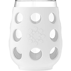 Lifefactory Wine Glass with Protective Silicone Sleeve, 4 Count (Pack of 1), Carbon, Optic White, Periwinkle, Wisteria