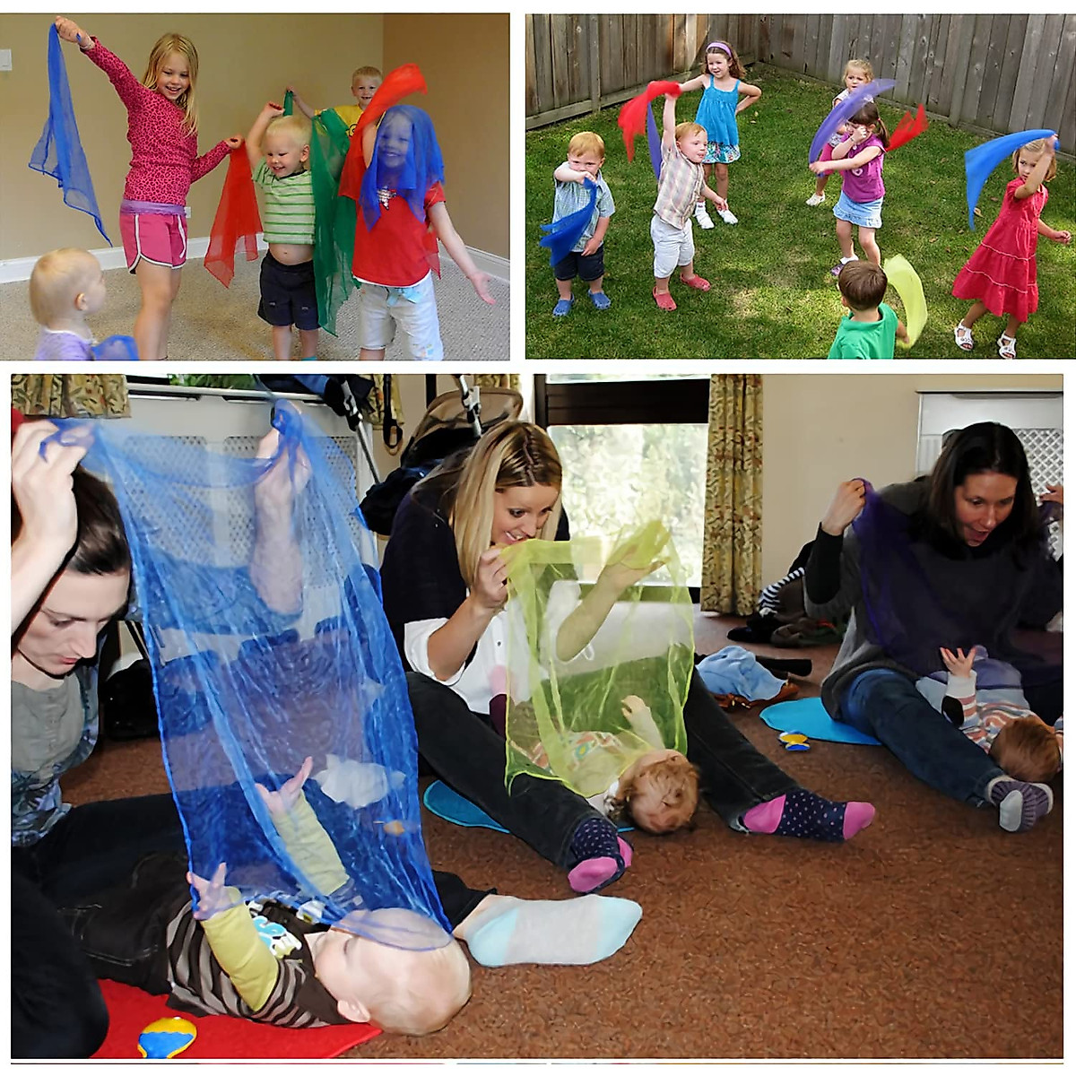 Lolakee Square Juggling Silk Dance Scarves for Kids 20 Pcs Music Scarves Dance Scarf Play Scarve for Children Movement Magic Tricks Scarves Activity Performance Props Accessories(10 Colors,24 Inches)