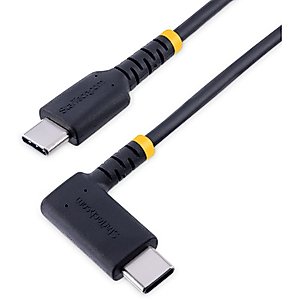 StarTech.com 6in (15cm) USB C Charging Cable Right Angle - 60W PD 3A - Heavy Duty Fast Charge USB-C Cable - USB 2.0 Type-C - Rugged Aramid Fiber - Short USB Cord (R2CCR-15C-USB-CABLE), Black