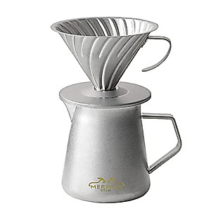 MERMOO YILAN Pour Over Coffee Maker Set 304 Stainless Steel Vintage Style Coffee Dripper with Coffee Server Set Perfec for 2-4 Cups