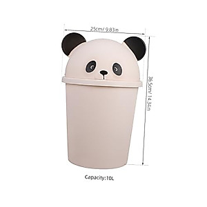 Zerodeko 10l Cute Panda Trash Can: Plastic Garbage Bins Toilet Paper Bucket Garbage Can Rubbish Pail Waste Basket for Dorm Office Kitchen Bathroom