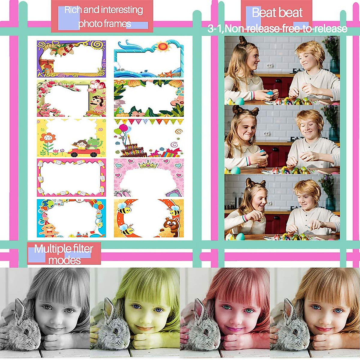 NINE CUBE Kids Digital Camera,Children's Digital Camera for Boys Girls Age 3-5,Toddler Camera for 3 4 5 6 7 Years Old Christmas Birthday Gifts,Mini Toys Camera for Toddler with 32GB SD Card