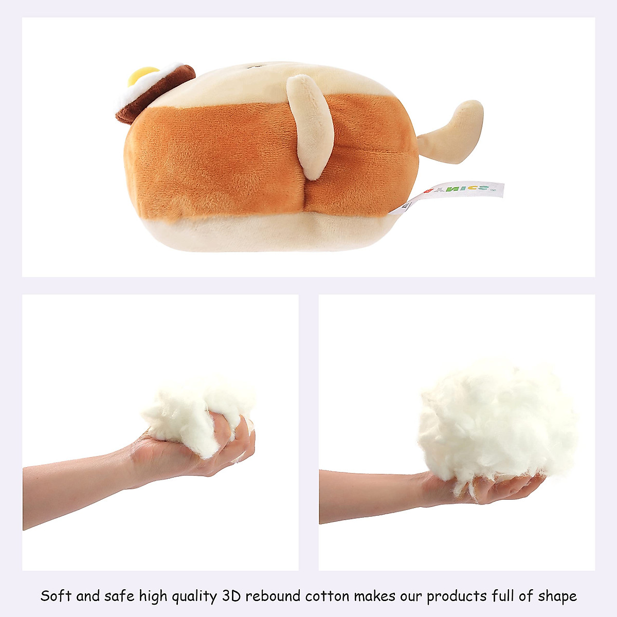 PLAYNICS Toast Bread Stuffed Plush Pillow,Big Hugging Chubby Plushie Toys,Soft Sofa Cushion for Kids Adults Gift Room Decor (Dark Brown, 9.8 inches)