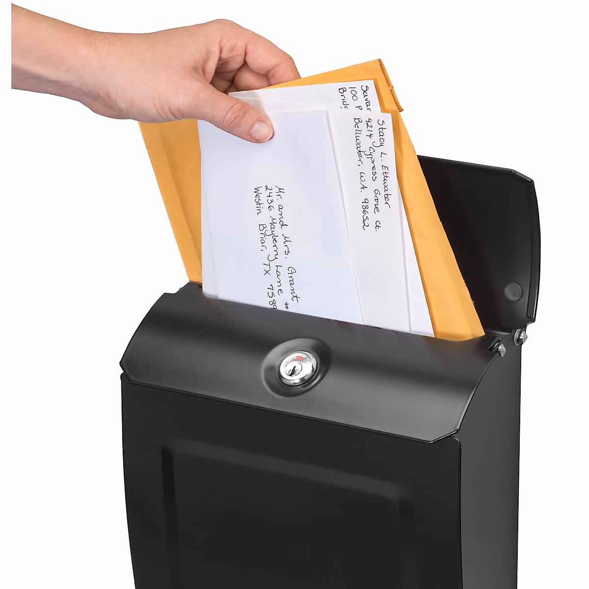 Architectural Mailboxes Aspen Galvanized Steel, Locking, Wall Mount Mailbox, 2594B-10, Black, Small Capacity