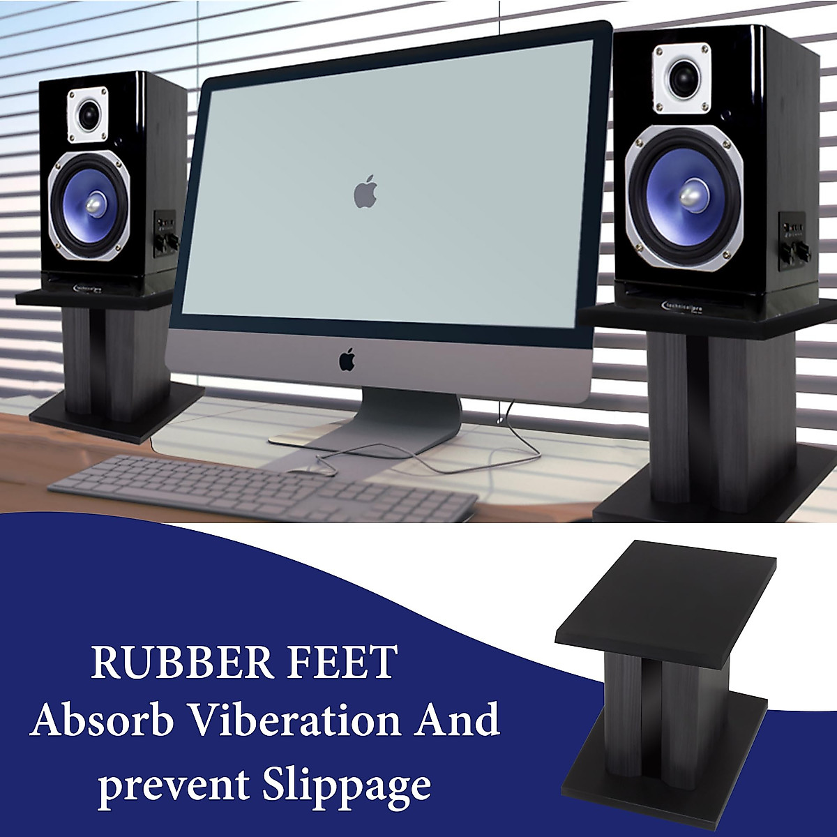 (2) Technical Pro 8” Studio Monitor Bookshelf Computer Multimedia Speaker Stands