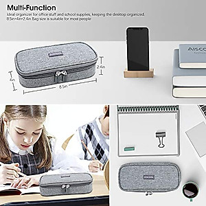 Aiscool Big Capacity Pencil Case Holder Canvas Bag Pen Organizer Pouch Stationery Box Oxford Cloth Large Storage for School Supplies School Office Stuff (Gray) 8.5 x 4 x 2.4 inches