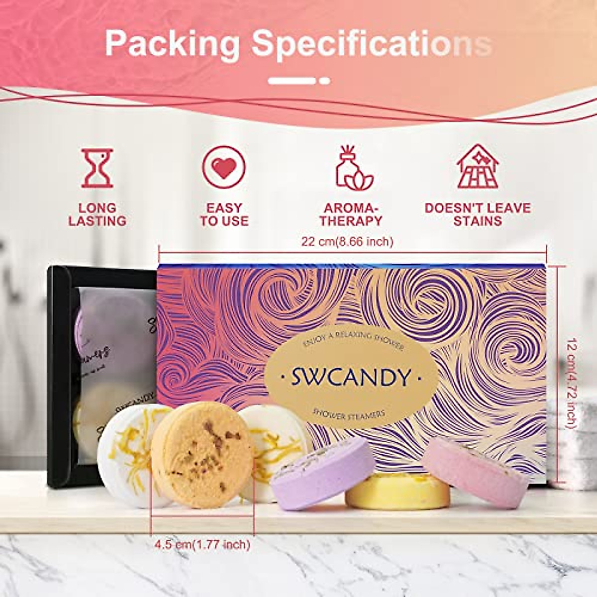 Aromatherapy Shower Steamers Christmas Gifts Set - Swcandy 8 Pcs Bath Bombs Gifts for Women, Shower Bombs with Essential Oils Relaxation Gifts for Home SPA, Melts for Women Who Has Everything