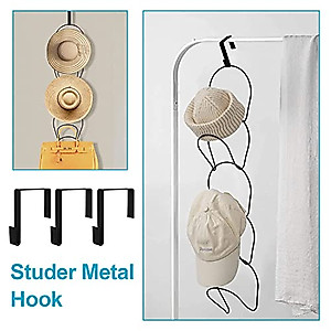 LMIP 15 Pack Hat Holder, Hanging Hat Holder Baseball Hat Holder Wig Organizer, Multifunctional Door/Wall Hat Organizer for Scarves, Handbags, Towels, Clothes, Tie Doors, Wall Hooks, Black (Black)