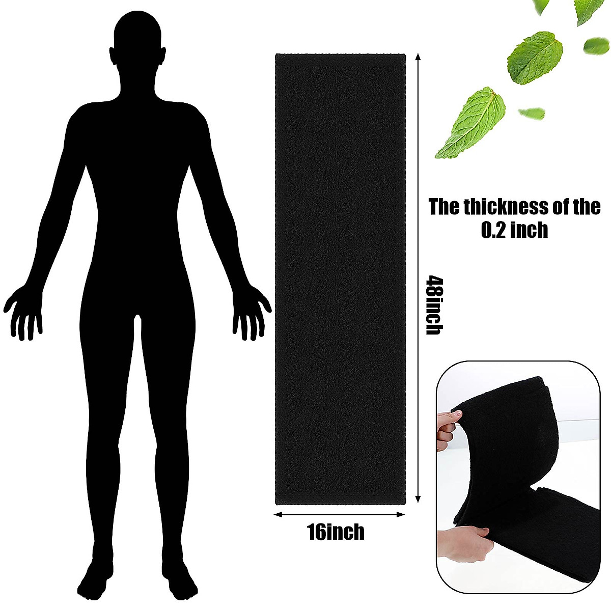 2 Pieces Carbon Filter Sheet Charcoal Filter Pad 16 x 48 Cut to Fit Air Roll Vent for Air Trash Cans Furnace Air Humidifier