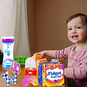 Max Fun Sensory Fidget Toys Set Bundle 48 Pack Stress Relief Anti-Anxiety Tools Toys for Kids Adult Children Autistic ADHD Fidgets Box, Squeeze Ball Marble Mesh Wacky Track