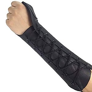 ArcheryMax Handmade Black Leather Arm Guard Bow Hand shooting Glove,Left Hand