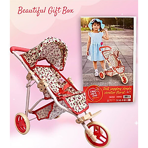Baby Doll Stroller for Dolls | Play Toy Doll Stroller for Toddlers 3 Year Old Girls Gift | Push Pram Baby Stroller for Dolls, Babydoll Stroller Jogger Baby Carriage for Dolls (Quality Floral Print)