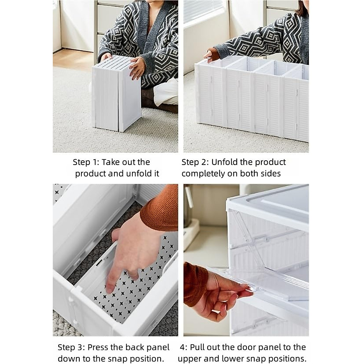 ALTUY 1 Piece Shoe Organizer, Foldable Space Saving Shoe Rack, Clear Plastic Stackable Shoe Organizer for Sports Shoe and Boot Organizer, Shoe Display Boxes