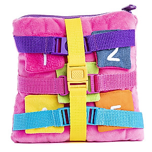 Buckle Toys - Bella Square - Learning Activity Game - Develop Motor Skills and Problem Solving - Travel Essential for Toddlers 1-3