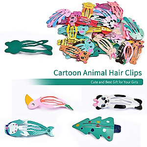 IKOCO Hair Clips for Girl, 42Pcs Animal Pattern Snap Hair Clips, Cartoon Design Barrettes for Toddler Girls