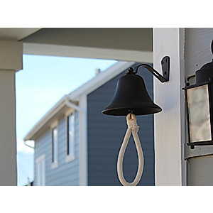 Upstreet Outdoor Bell & Indoor Dinner Bell/Made of Black Large Bell, Cast Iron Bell, Ideal for Wall Mounted Bell, Bracket Mounts Metal Dinner Bell and Hanging Bell for Home, School or Church