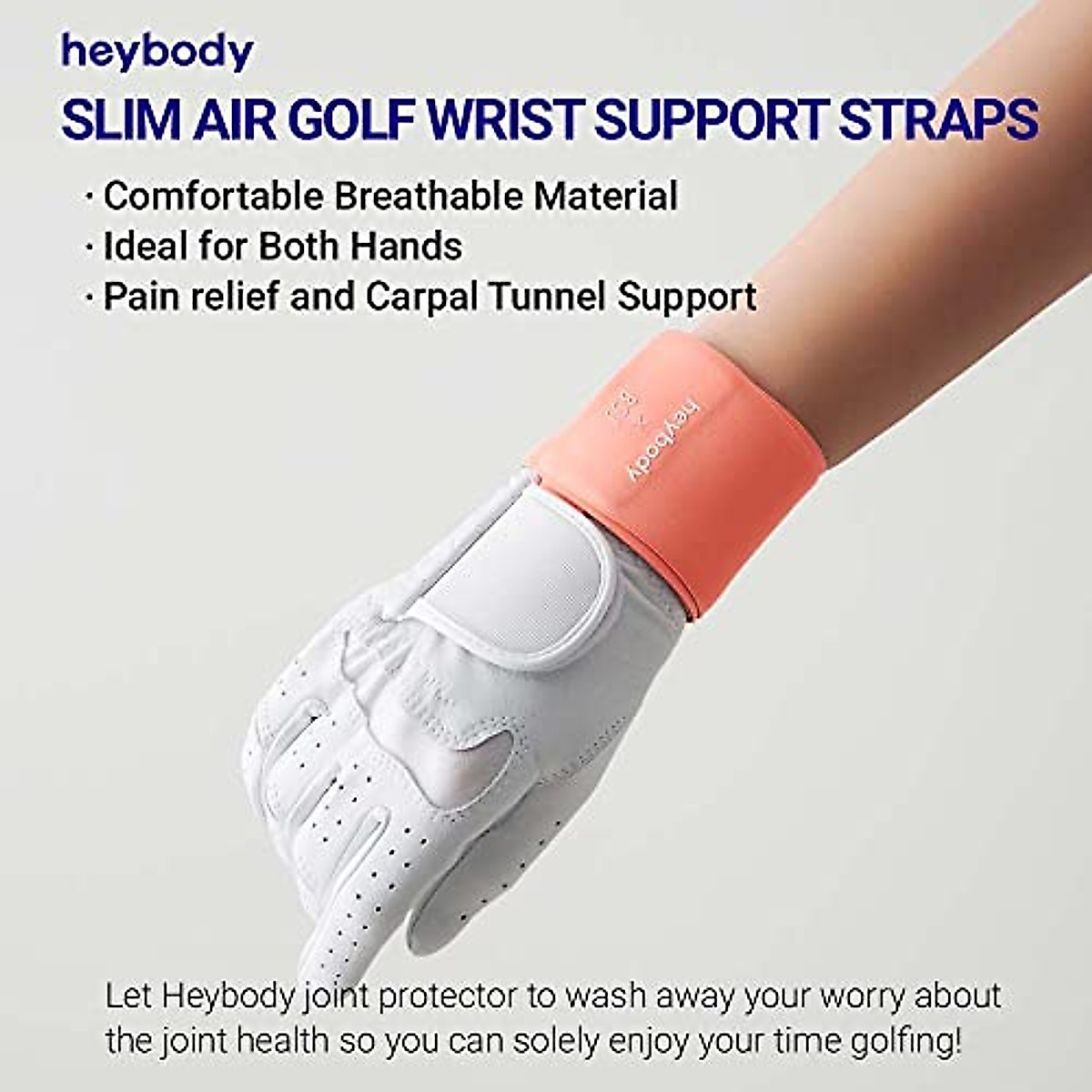 heybody Slim Air Golf Wrist Support Strap (Gray) | Golf Wrist Brace for Carpal Tunnel | Golf Training Equipment | Wrist Pain Relief Injury Prevention | Comfortable Fit Elastic Material