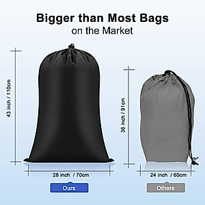Heavy Duty Laundry Bags Extra Large Dirty Clothes Travel Bag 28 x 43 inch 2 Pack UFmeDorm XL Washable Storage Organizer College Dorm Camp Tear Resistant Big Hamper Basket Replacement Liner Black