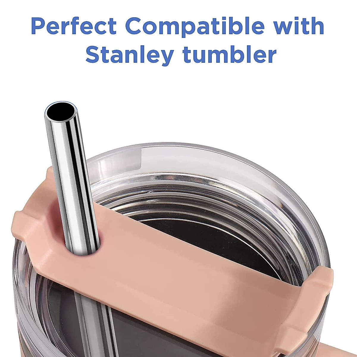 6 Pack Stainless Steel Metal Straws Replacement for Stanley Cup 40 oz Stanley Tumbler Accessories Straws, 0.38'' Wide 12'' Long Reusable Straws with 1 Cleaning Brush, 3 Straight 3 Bent Metal Straws