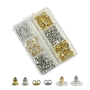 Mevodeata Earring Backs 6 Styles 170 Pcs, Hypoallergenic Metal Earring Backs, Bullet Shape Safety Earring Backs Replacements for Earring Studs Hoops