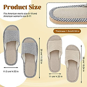 8 Pairs Disposable House Slipper for Guests Open Toe Breathable Slippers Spa Slippers Comfortable Indoor Home Slippers (Red, Beige, Navy, Coffee, Pinstripe)