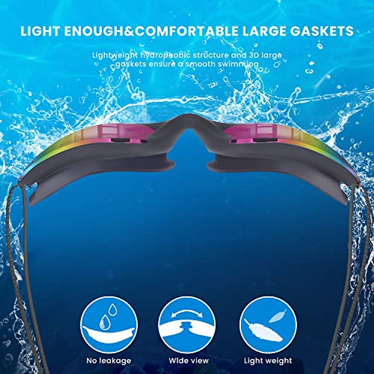 Nabevin Unisex-Adult Swim Goggles Full Protection Vanquisher 2.0 Polarized Anti-fog Anti-ultraviolet