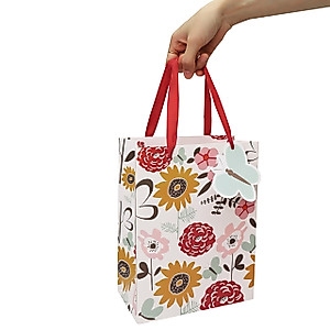 2 pack 10.6” Medium Gift Bag Set with Greeting Card and Tissue Paper (Flowers and Butterfly gift tag) for Birthdays, Bridal Showers, Children's Day, Weddings, Easter, Mother's Day- 10.6” x 8.3” x 4.3”,2 Pcs