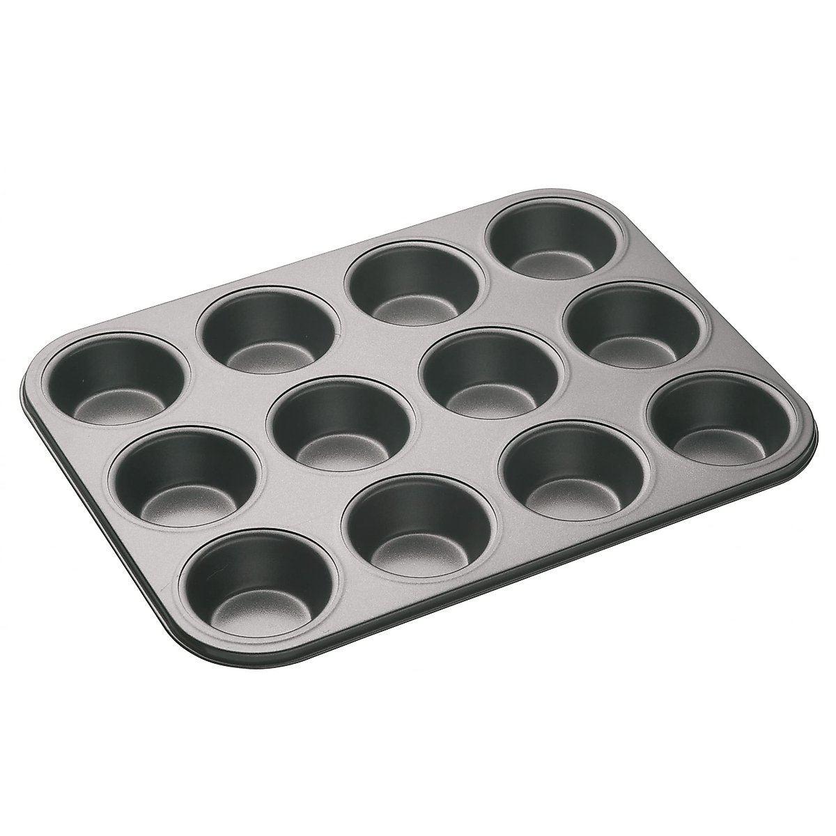 Masterclass Heavy Duty 12 Hole Cupcake Baking Tray Tin Pan with Double Layer Non-Stick Coating | Ideal for Baking Buns, Cupcakes, Yorkshire Puddings and Muffins