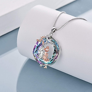 AOBOCO Sisters Gifts from Sister Sterling Silver Crystal Necklace Female Friendship Jewelry Birthday Mothers Day Gifts for My Sister Mom Women