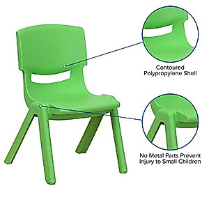 Flash Furniture Whitney 2 Pack Green Plastic Stackable School Chair with 10.5'' Seat Height