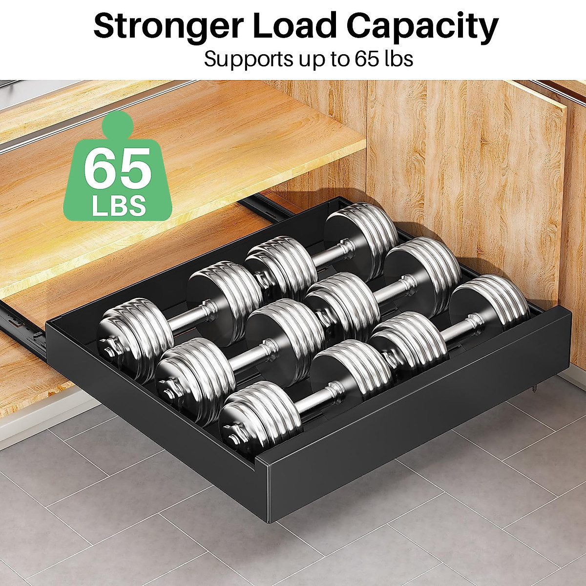 Pull out Cabinet Organizer, 21"Deep, Slide out Drawer Organizer for Kitchen Cabinets, Under Sink Organizers and Storage with Adhesive Nano Film Fixed, Sliding Organization Bins for Bathroom, Pantry