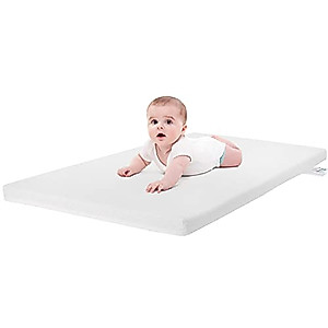 Ferlizer Pack and Play Mattress, 2.25 Inch Playpen Mattress, Premium Foam Playard Mattress Topper with 100% Waterproof Bamboo Cover for 38" x 26" Pack n Play Playpens