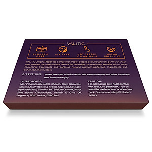 VALITIC Kojic Acid Dark Spot Corrector Paper Soap - Travel Size - 100 Portable and Dissolvable Soap Sheets - with Vitamin C, Retinol, Collagen and Turmeric - 2 Pack