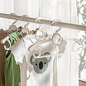 Domiella Adjustable Baby Clothes Hangers for Nursery,Plastic Children Closet Hangers Non-Slip Kids Hangers Space Saving Extendable Newborn Hangers (Pink+Gray 20-Pack)