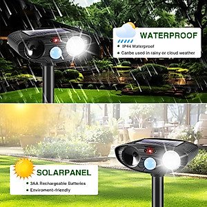 Ultrasonic Animal Repellent Outdoor Solar Animal Repeller with Motion Sensor&LED Strobe Light Cat Deterrent Outdoor Deer Repellent Device to Scare Coyote Raccoon Squirrel Skunk Repellent for Yard (4)