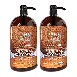 Dead Sea Collection Coconut Body Wash for Women and Men - with Dead Sea Minerals and Coconut Oil - Cleanses and Moisturizes Skin - Pack of 2 (67.6 fl. oz)