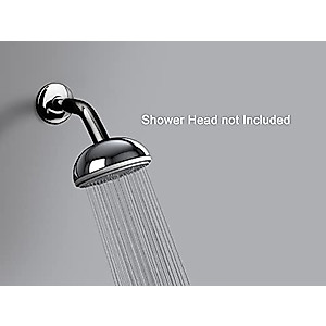 SENLO 6 Inch Shower Arm and Flange Polish Chrome, Showerhead Extension Extender Pipe Arm with Stainless Steel Flange, Rain Shower Angled Solid Brass for Wall Mount Replacement Bathroom Fixture Part