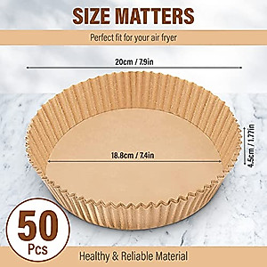 Air Fryer Disposable Paper Line, 50PCS Round 6.5In Non-Stick Air Fryer Parchment Liner, Parchment Paper Sheet for Air Fryer, Oil/Water-proof Baking Roasting Filter Sheet for Airfryer Basket