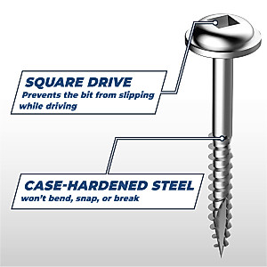 Kreg SML-F125S5-100 Stainless Steel Pocket Screws, 1-1/4 Inch #7 Fine Thread, Maxi-Loc Head (100 Count)