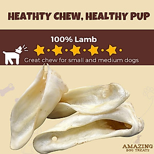 Amazing Dog Treats - Lamb Ears (15 Pcs/Pack) - Natural Dog Chews -Rawhide Alternative - Premium Choice Cut Lamb Ear Dog Bones - Excellent Dog and Puppy Chews - Grain Free Treats for Dog