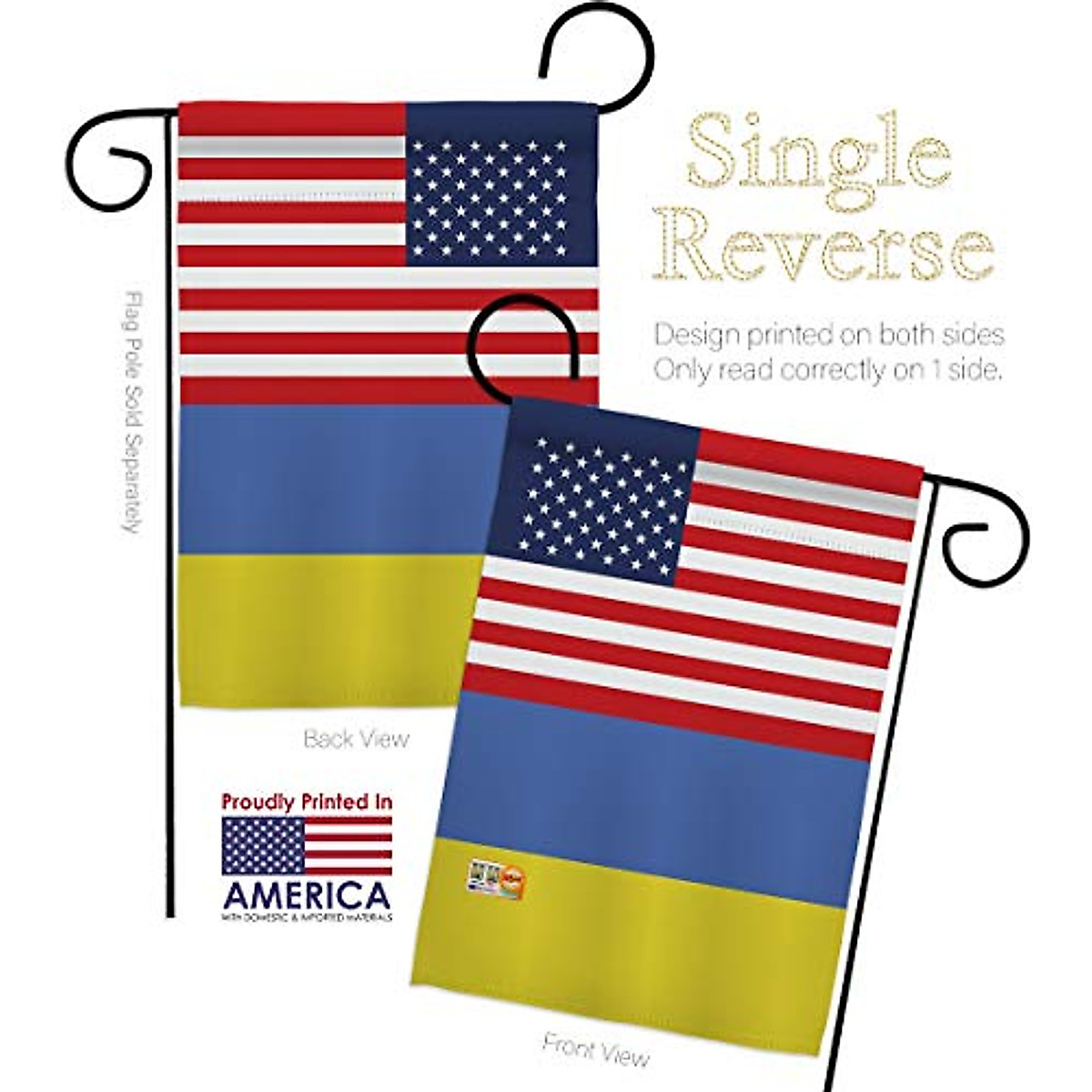 Americana Home & Garden Ukraine US Friendship Garden Flag - Regional USA American Alliance World Country Particular Area - House Decoration Banner Small Yard Gift Double-Sided Made In 13 X 18.5