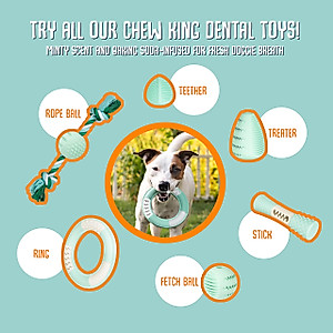 Chew King Dental Dog Toy Collection, Fetch Ball Clinically Proven to Remove Plaque